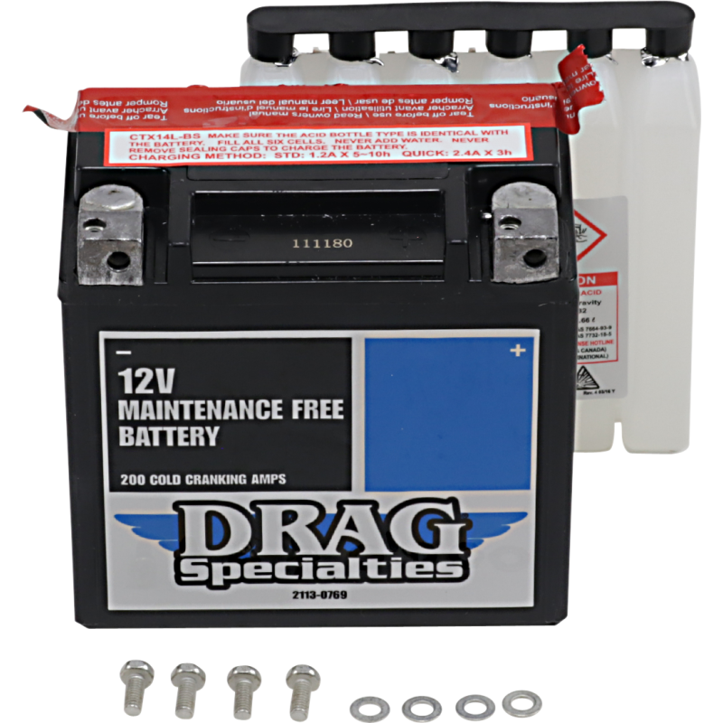 DRAG SPECIALTIES BATTERIES BATTERY YTX14LBSFT DRAG CTX14L-BS FT ...